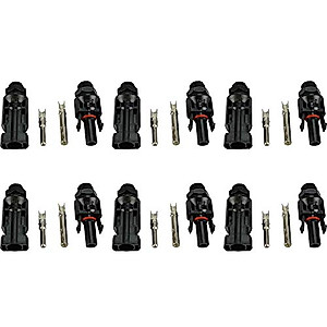 TEMCo 30A Solar Panel PV Cable Direct Box Connector Screw (6 Pair M/F)