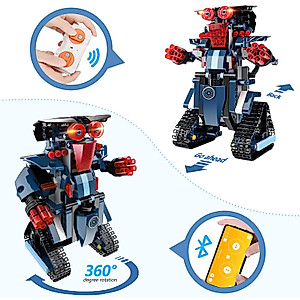 aukfa STEM Building Block Toy RC Robot for Kids, App Controlled & Remote Control Robotic Toy for Boys and Girls, Engineering Educational Build Kit, Early Learning Birthday Gift for 8 Years and Up
