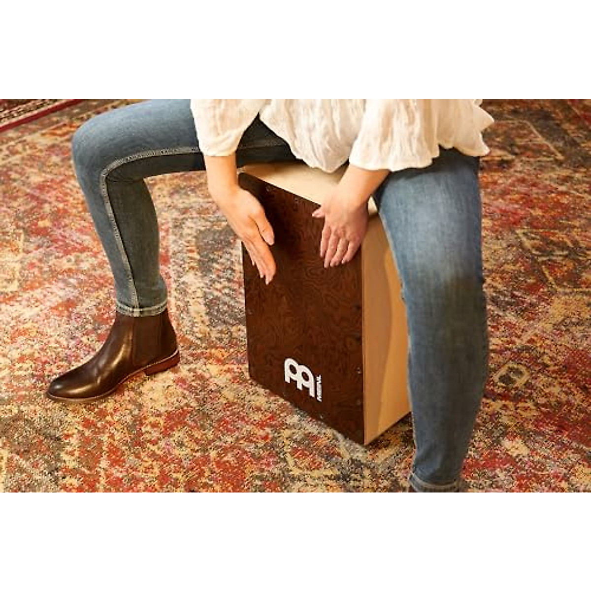 Meinl Percussion Snarecraft Cajon Box Drum with Internal Snares and Bass Tone for Acoustic Music — Made in Europe — Play with Your Hands, Baltic Birch, 2-Year Warranty, Burl Wood (SC80BW)