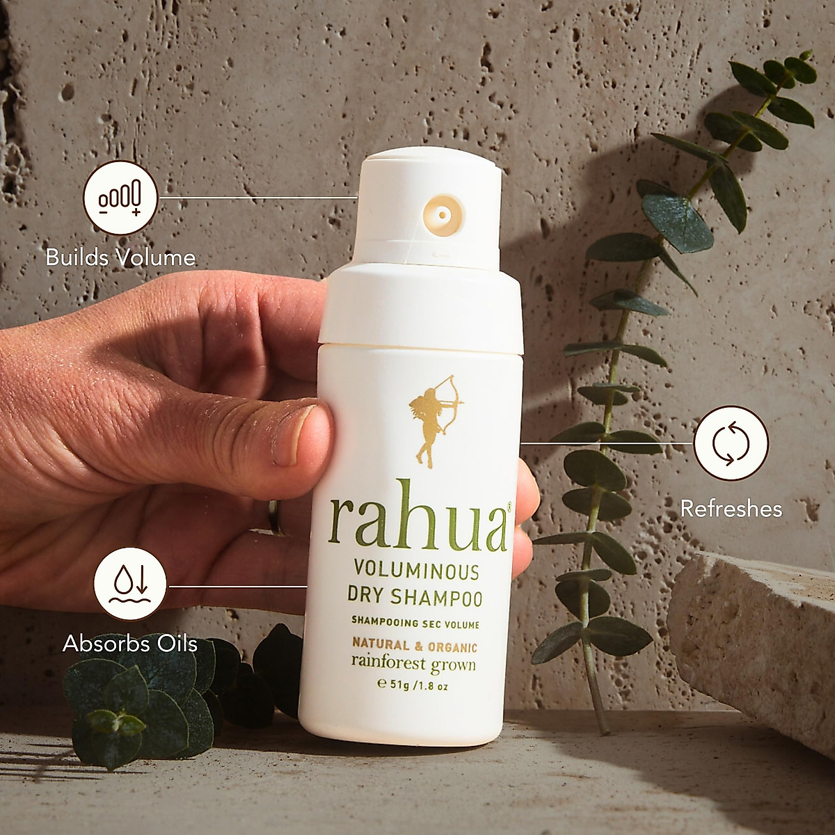 Rahua Voluminous Dry Shampoo Spray 1.8 Fl Oz, Long Lasting Dry Hair Shampoo Texture Spray for Clean Hair, Styling, Instant Texture & Volume, with Nourishing Natural, Plant-Based Derived Ingredients