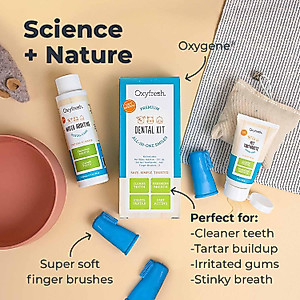 Oxyfresh Premium Pet Dental Kit for Dogs & Cats – Easy Solution for Pet Fresh Breath, Clean Teeth, Control Plaque & Tartar – Vet Formulated Pet Toothpaste 1oz + Water Additive 3oz + 3 LG Brushes Kit
