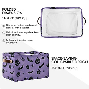 Foldable Storage Basket, Cube Organizer Bins Halloween Pumpkin Bat Cube Bag Dual Handles for Closet Shelf