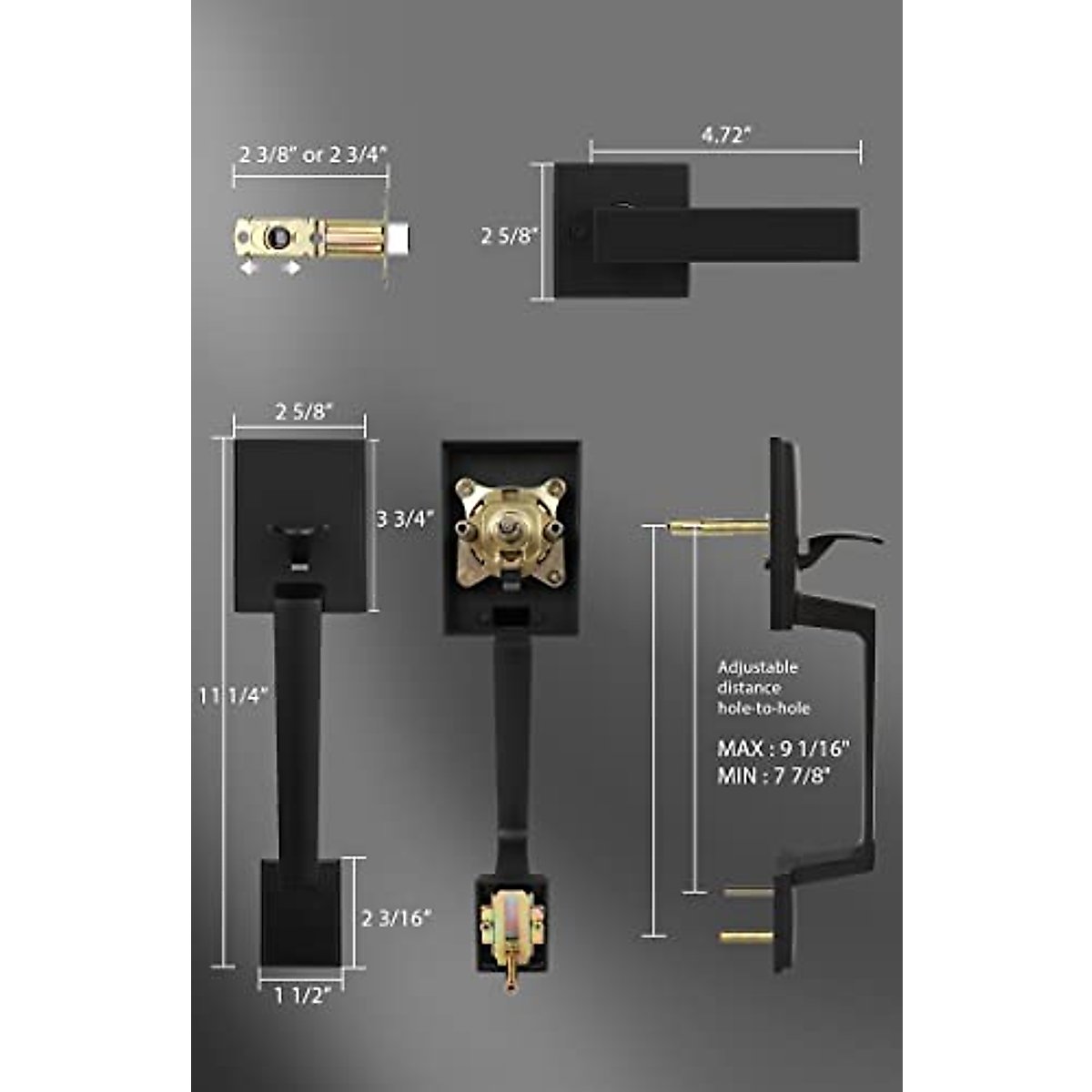 goldenwarm Black Front Door Handle, Entry Door Handle and Reversible Handle Lever, Modern Front Door Handle Only, Matte Black Front Door Entry Handleset, Entry Way Door Handle