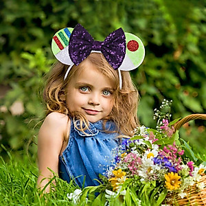 Seamoy Minnie Ears Headband, Yellow Mouse Ears, Sparkle Silver Princess Ears for Women Girls (Buzz Light Year)