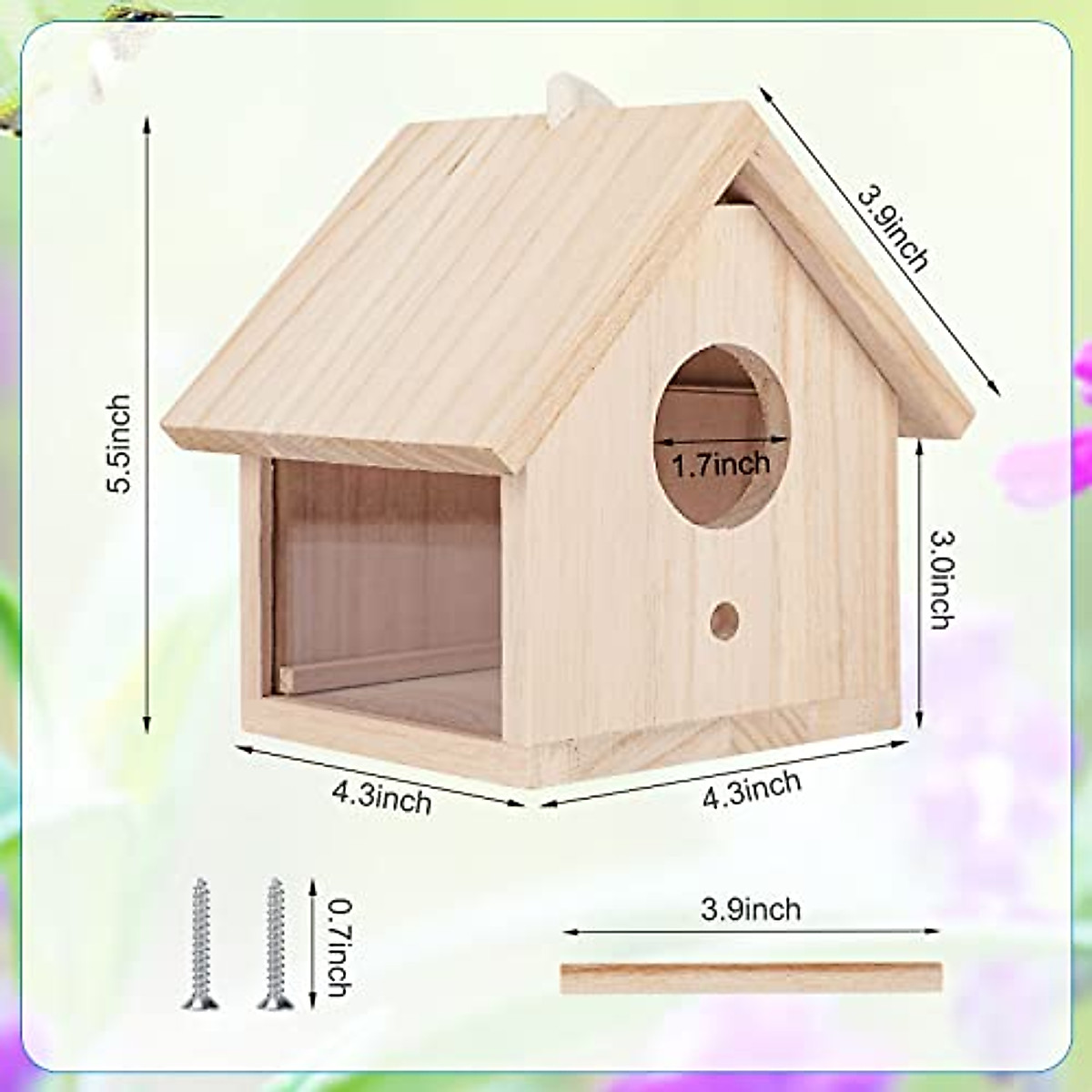 GINDOOR Bird Houses for Outside Clearance with Pole, Wood Birdhouse Blue Bird House Birdhouses for Outdoors Hanging Garden Patio Decorative for Swallow Sparrow Hummingbird Finch Throstle