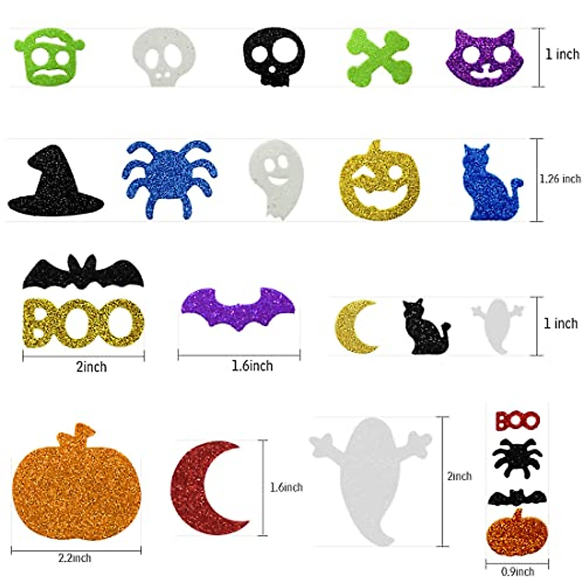 Hidreas 500 Pcs Halloween Foam Stickers Self Adhesive Glitter Foam Stickers for Kids Arts and Craft Supplies