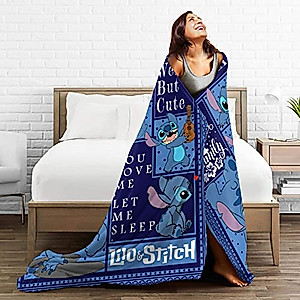 Soft Throw Blanket Lightweight Sofa Blanket Bed Blankets Ultra Velvet Blanket Quilt Durable Carpet Home Decor Blanket 80"x60" Cartoon Cute Stitch (1)