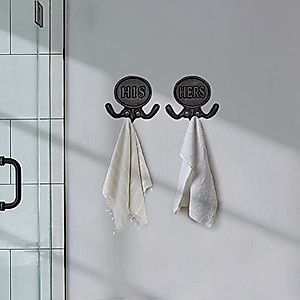 Wallcharmers Set of 2 His and Hers Towel Hooks for Bathrooms, Mr & Mrs. Farmhouse and Rustic Bathroom Hooks for Towels, Bronze