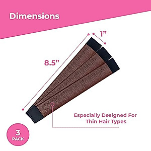 Hawwwy 3 Piece Hair Bun Maker - Easy Hair Bun Roller and Bun Donut for Quick Updos - Snap-and-Roll Bun Hair Tool - Perfect Bun Tool for Kids, French Twist, and Hair Updo Tool - 3 Pack Brown
