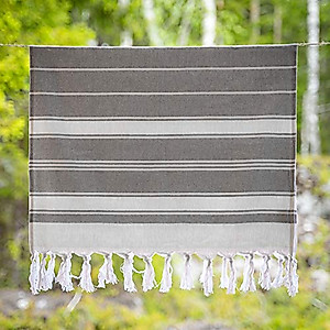 Oasis Living Turkish Style Hand Towel 100% Cotton | Set of 4 | Premium Towels for Kitchen, Bathroom, Gym, Face | Tea and Dishcloth (Grey)