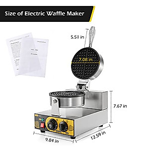 Dyna-Living Commercial Waffle Maker Electric Waffle Iron Nonstick Restaurant Flip Waffle Cones Maker Machine Waffle Bowl Maker for Household Bakeries Snack Bar 110V 1200W