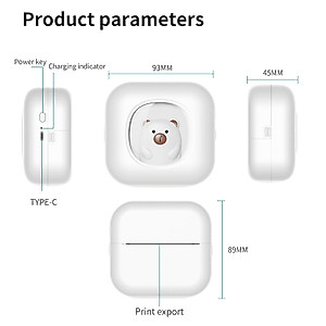 HXBER Mini Printer, Mini Pocket Thermal Instant Photo Printer Label Maker Machine BT Wireless Connect Compatible with Android or iOS APP Support Receipt Label Memo Sticker Notes Lists Scrapbook DIY