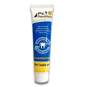 Pet Republique Enzymatic Dog Toothpaste Kit with Finger Toothbrushes Cats and Dogs Dental Cleaning Kit - 3.5 oz Beef Flavor Toothpaste, 3 Silicon Finger Toothbrushes, 1 Mini Handle Toothbrush