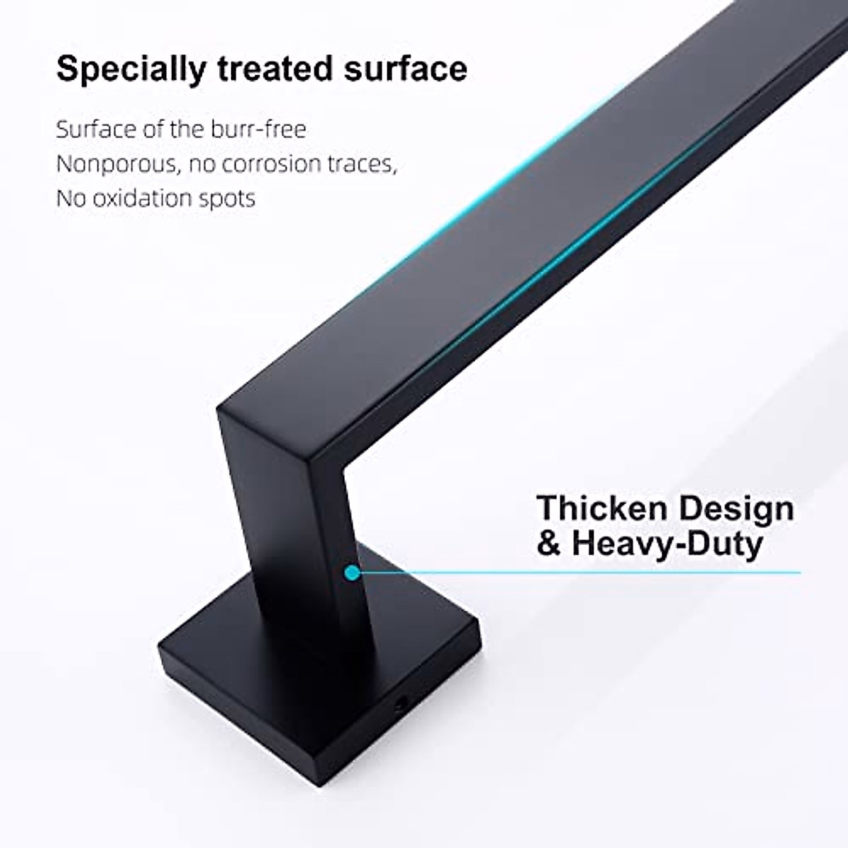 BANOLUX Bath Towel Holder Thicken 24 Inch Single Towel Bar for Bathroom, Bathroom Accessories Heavy Duty Wall Mounted, Matte Black