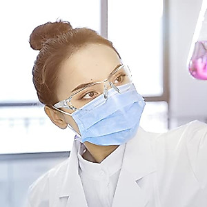 TOREGE Clear Safety Glasses Anti-Fog, Lightweight Safety Goggles Eye Protection Glasses Anti-Blue Light Scratch Resistant UV Protection, Lab Goggles Work Glass For Men Women(C1-Transparent&Gray)