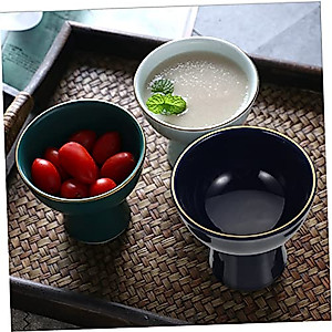 KICHOUSE Footed Dessert Cups Ice Cream Vanilla 1pc Dessert Cup Glass Decorative Bowl Trifle Bowl Small Salad Bowl Shortbread Blue Mini Ceramics Vanilla Pudding Ice Cream Cups