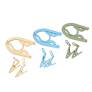 BestofTech 12 Pack Portable Lightweight Folding Hangers with Clips | Foldable | Slide Proof | Durable | Drying Rack | for Adult and Baby Clothes