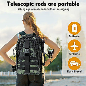 EOW XPEDITE Portable Telescopic Spinning Fishing Rods, 24T Carbon Blanks & Solid Carbon Tip, Travel Rod, Fresh & Salt Water Fishing, Short Collapsible Rods