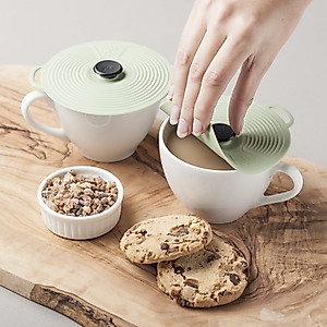 Zeal Silicone Keep Fresh Storage Airtight Seal Mini Lid Reusable Eco-Friendly Classic Design Set of 2 Sage Green (10cm/4")