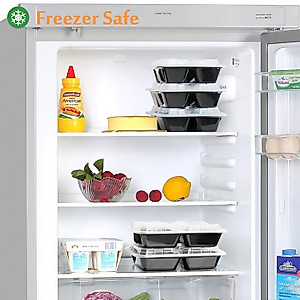 Enther Meal Prep Containers with Lids 20 Pack 3 Compartment Food Storage Bento Lunch Box BPA Free, Reusable, Microwave/Dishwasher/Freezer Safe, 24oz Black Small