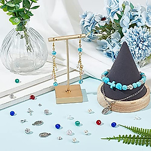 arricraft 376 Pcs Bracelet Making Kit, Assorted Mixed Color Glass Beads Findings Glass Pearl Beads, Cross Alloy Pendants & Hangers for Craft Jewelry Stretch Bracelet