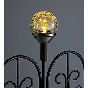 Plow & Hearth Montebello Decorative Metal Garden Edging with Crackle Glass Solar Lights, Outdoor Lighting Solutions, Six 18" L x 18" H Sections and Two 6" L x 18" H Sections