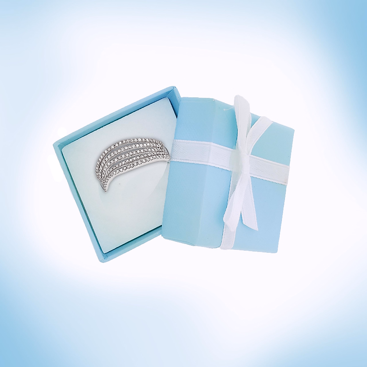 Hdiamonds 1/2 Carat Total Weight (cttw) 10K White Gold Diamond Multi-Row Wave Ring for Women (Size: 8)