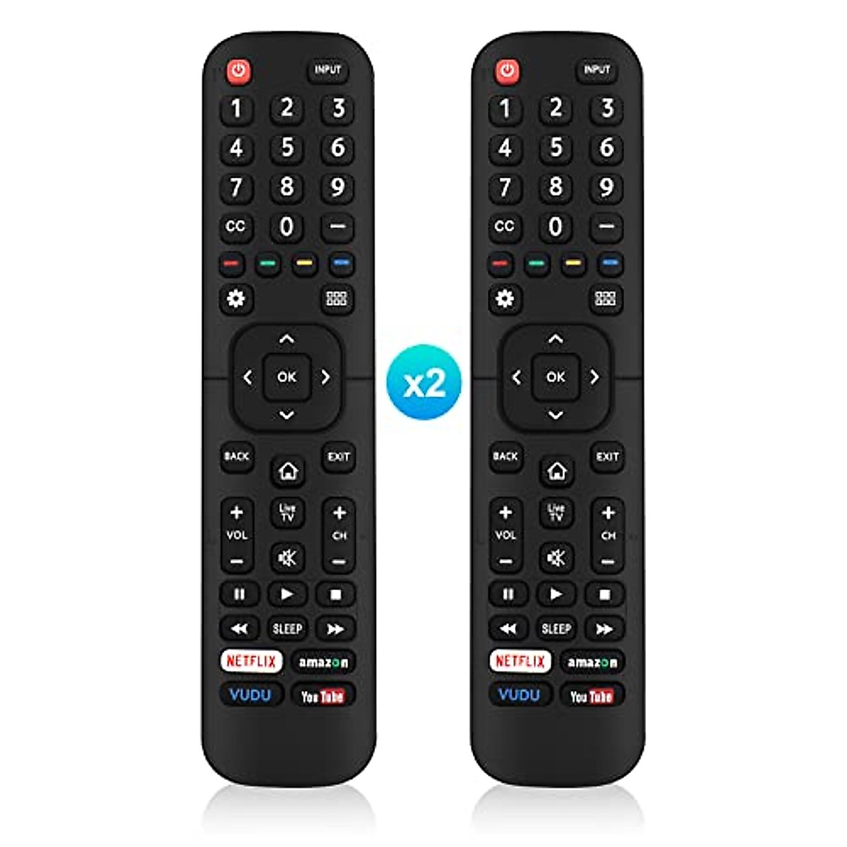 2PCS EN2A27 Replacement Remote Control Compatible with All Hisense 4K LED LCD HDTV UHD Smart TVs EN2A127H EN2A27HT EN2AN27H EN2AS27H EN2B27 EN2C27 EN2D27 EN2G27 EN33922A EN33924HS EN33925A