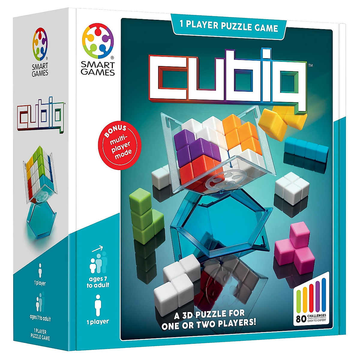 SmartGames Cubiq 3D Cube Building Game for 1 or 2 Players Ages 7 - Adult