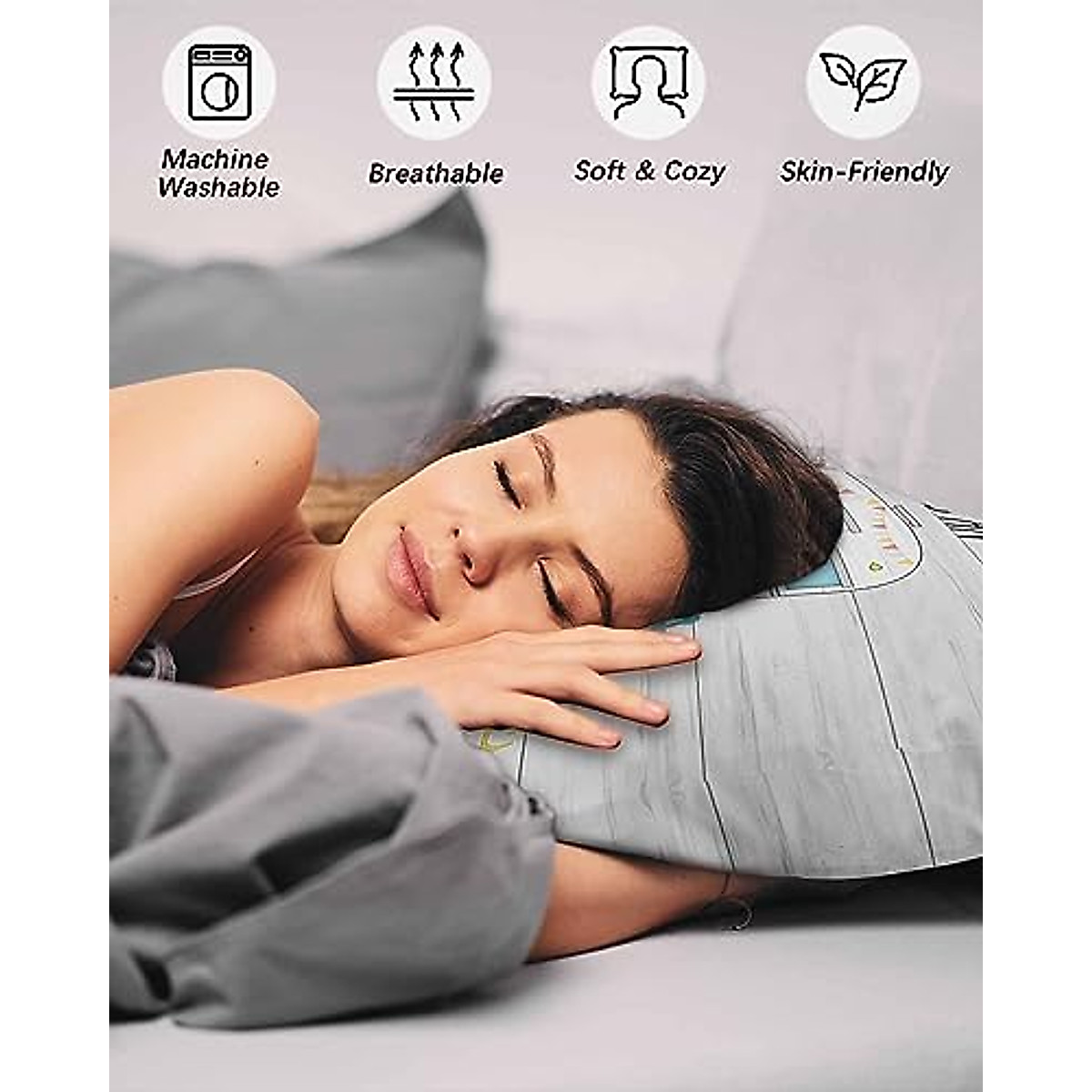 Edwiinsa Summer RV Travel Pillow Covers Standard Size Set of 2 20x26 Bed Pillow, Pink Polka Dots Truck Rustic Wood Plush Soft Comfort for Hair/Skin Cooling Pillowcases with Envelop Closure