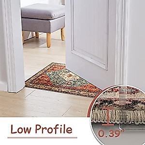 Lahome Boho Tribal Area Rug - 2x3 Persian Distressed Small Entryway Rug Doormat Bohemian Faux Wool Non-Slip Washable Low-Pile Floor Carpet for Indoor Front Entrance Kitchen Bathroom