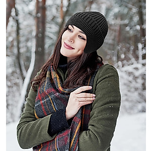 HiRui Knitted Beanie Hats Winter Hats Ear Covers for Men Women Kids Warm Slouchy (Black)