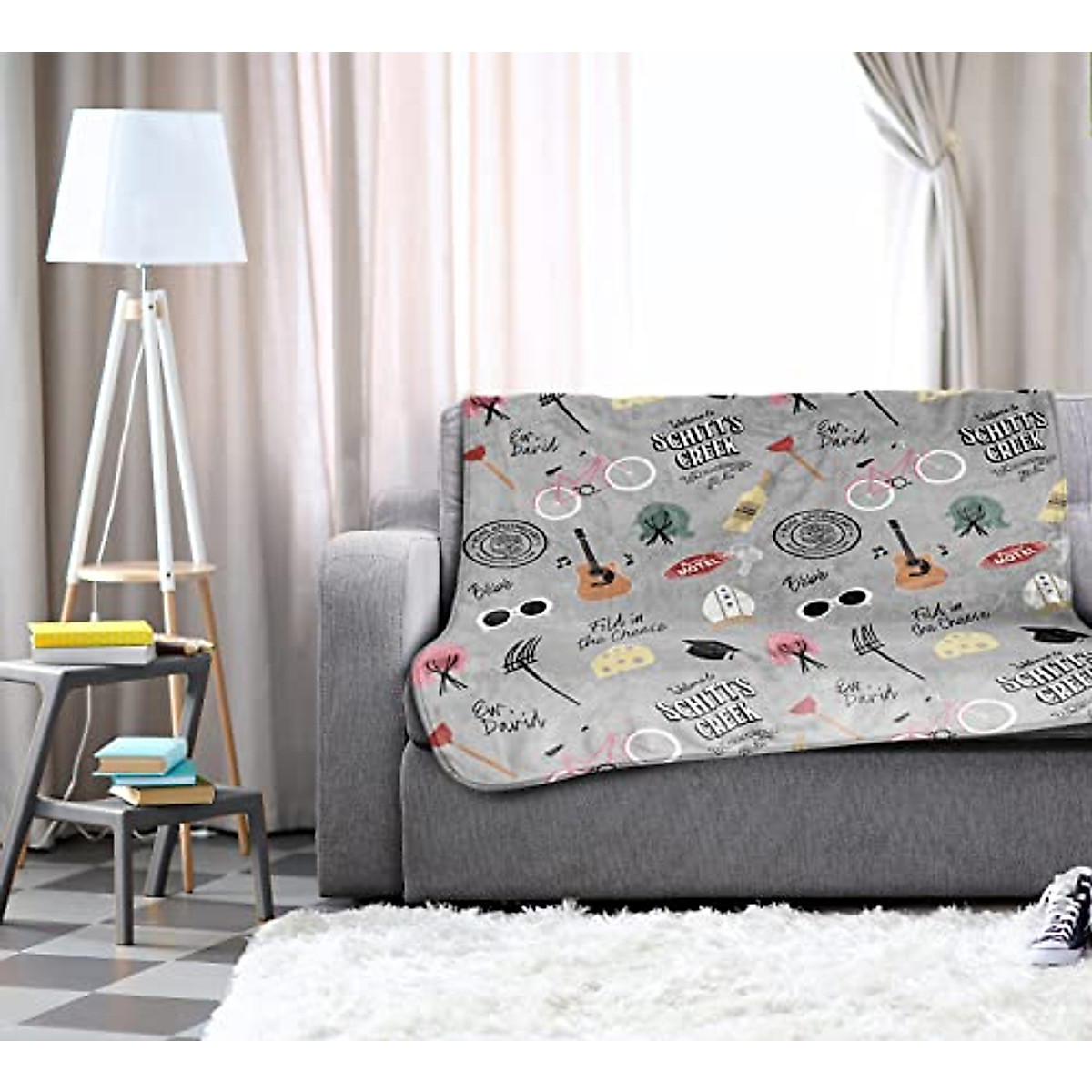 Jay Franco Schitt's Creek Iconic Moments Throw Blanket - Measures 50 x 70 inches - Fade Resistant Super Soft Fleece Bedding (Official Schitt's Creek Product)