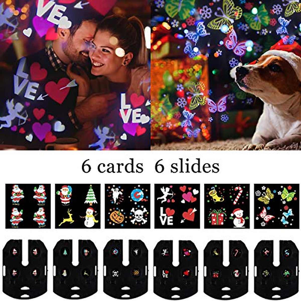 Mother's Day Projector Lights, Valentine's Day LED Projection Lamp, Moving Butterfly Projector Lights, Indoor Valentine's Day Wedding Mother's Day Anniversary Decoration, Switchable-6 Slides