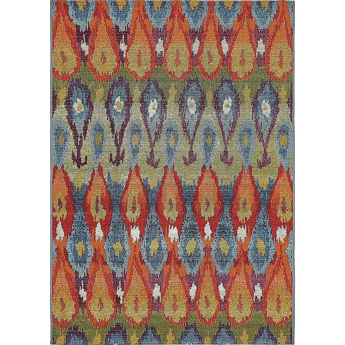 Unique Loom Outdoor Modern Collection Area Rug - Ikat (4' 1" x 6' 1" Rectangle, Multi/ Burgundy)