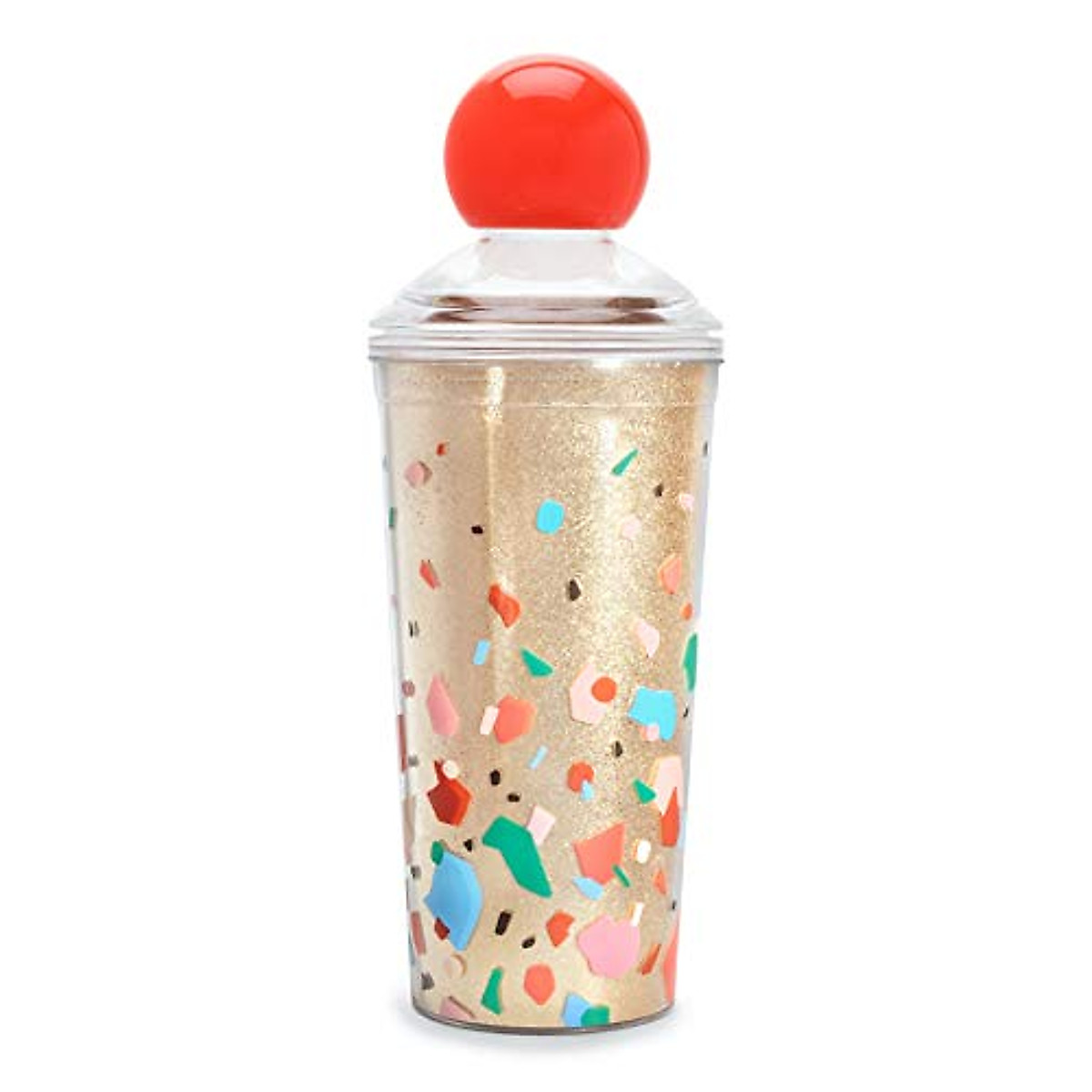 ban.do Glitter Bomb Gold Cocktail Shaker, BPA-Free Drink Mixer Holds 20 Ounces, Confetti