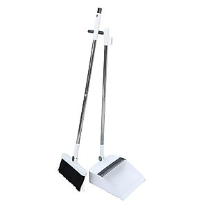 BUTIFULSIC Set Broom Dustpan Set Brooms Sweeeping Material Mini Cleaning Favor Long Handle Cleaning Broom Floor Broom Kit Kitchen Broom Home Cleaning Device Lobby Broom Stainless Steel White