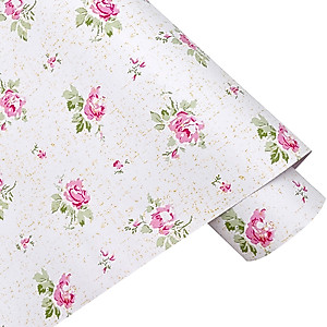 SimpleLife4U Pink Rose Furniture Protect Paper Removable Shelf Liner for Kitchen Cabinet Dresser Drawer Covering