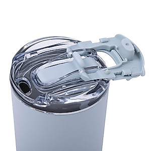 Manna Groove Stainless Steel Insulated Tumbler with Locking Tritan Lid and Flip-up Straw - 30 Oz - Ocean Mist Powder Coat