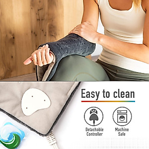 Extra Large Heating Pad (Washable), Back Heating Pad (Relieves Muscle Pain & Spasms), Heating Pad for Back Pain Relief (Ultra Plush Soft Fleece), Heating Pad with Auto Shut Off, Body Heating Pad Gray