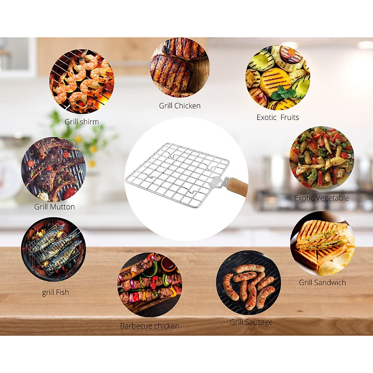 Stainless Steel Square Roasting Net Papad Grill Roti Jali Chapathi Grill - 1 Pc