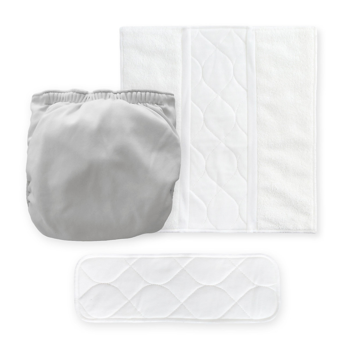 Amazing Baby Hybrid Cloth Diaper Cover/Swim Diaper, Small, Sz 2 (8-15 lbs), Use Boosties Disposable or Reusable Inserts, Gray, SmartNappy Set: Cover + Tri-Fold + Booster Pad