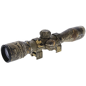 TruGlo 4 x 32 Inch Compact Illuminated Fully-Coated Aluminum Shotgun Hunting Scope with Weaver-Style Rings and Diamond Ballistic Reticle, Camouflage