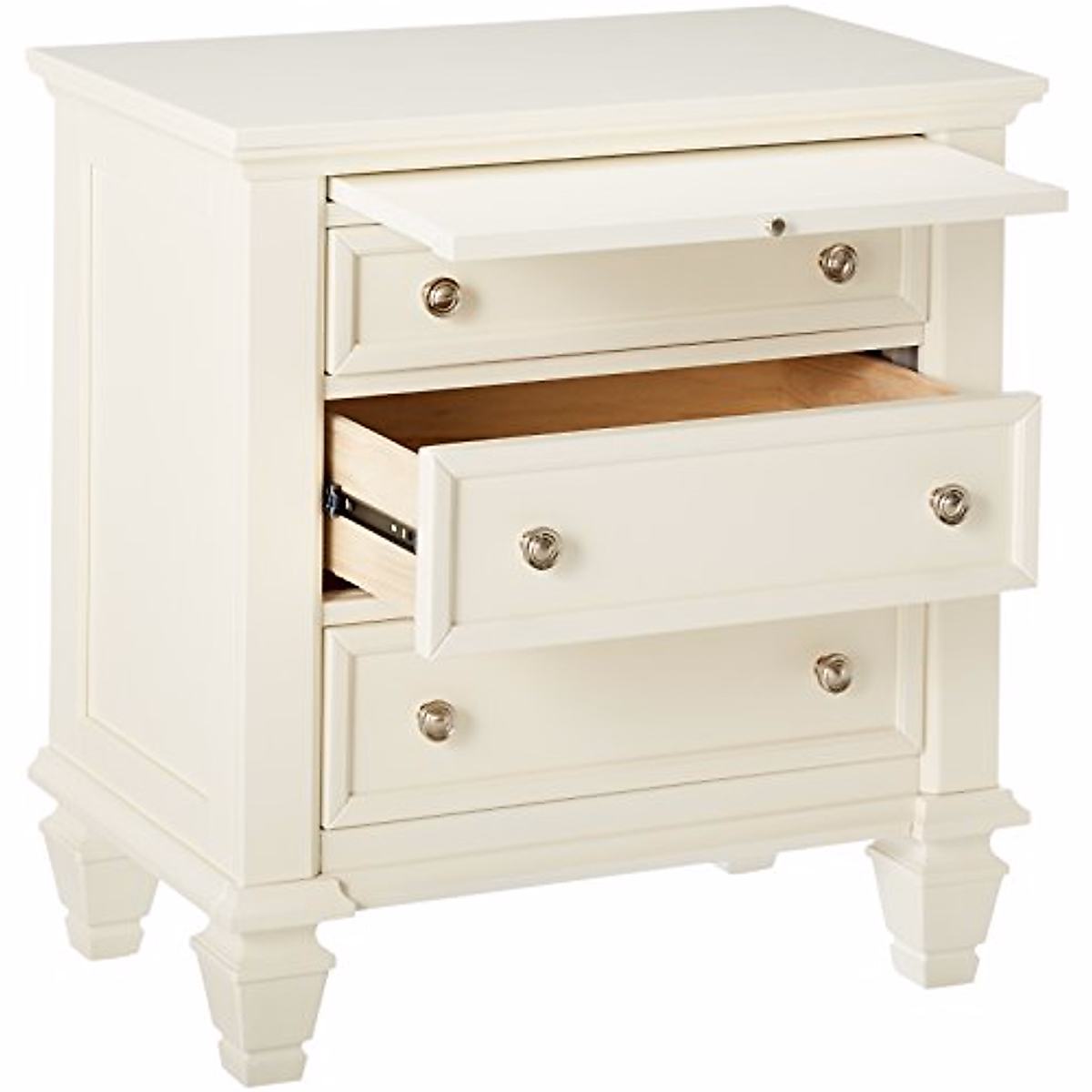 Coaster Furniture Sandy Beach Coastal 3 Drawer Nightstand Bedroom Bedside Table Storage Drawers Service Tray Buttermilk White 201302