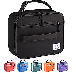 Genteen Insulated Lunch Bag, Lunch Box Kids Double Zipper Kids Lunch Bag,Durable Soft Bag & Freezable Lunch Bag Black Lunch Bag for Boys Mens Reusable Lunch Bag for School,Work,Outdoor