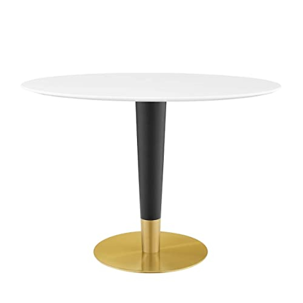 Modway Zinque Oval Modern 42" Dining Table in Gold White