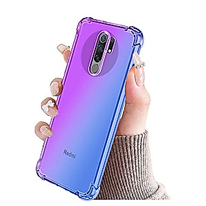 KOARWVC Case for Redmi Note 8 Pro Case / M1906G7I Case, Crystal Clear Case Gradient Slim Anti Scratch TPU Shockproof Protective Phone Cases Cover for Xiaomi Redmi Note 8 Pro (Purple/Blue)