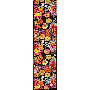 Unique Loom Lyon Collection Area Rug - Kennedy (2' 7" x 10' Runner, Black/ Green)