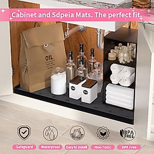 Sdpeia Under Sink Mat for [31" x 22"] Cabinet, Upgraded Silicone Waterproof Mat Kitchen Cabinet Liner Cabinet Protector Kitchen Organizers and Storage