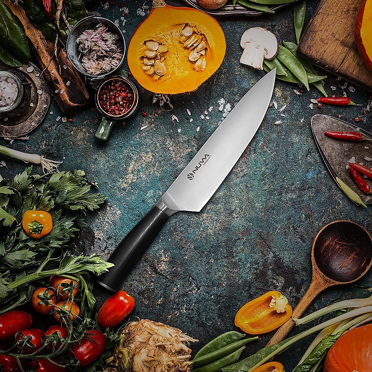 GEAR DISTRICT 8" Professional Chef Knife - High Carbon German Steel, Razor-Sharp Blade, Ergonomic Handle, Full Tang Design, Includes Hand Deodorizer